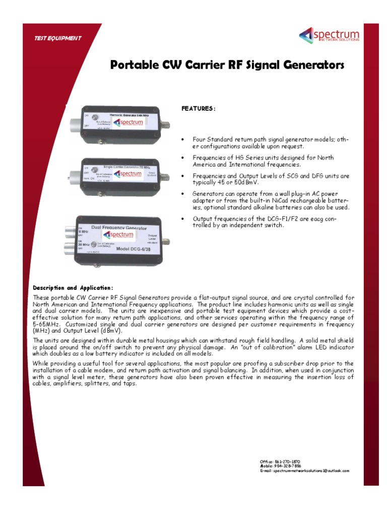Portable RF Signal Generators | PDF | Electric Generator | Electromagnetism