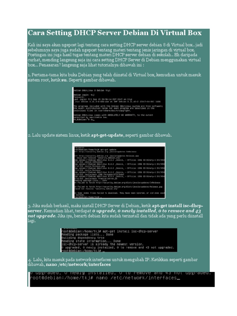 Cara Setting DHCP Server Debian Di Virtual Box | PDF | Komputer