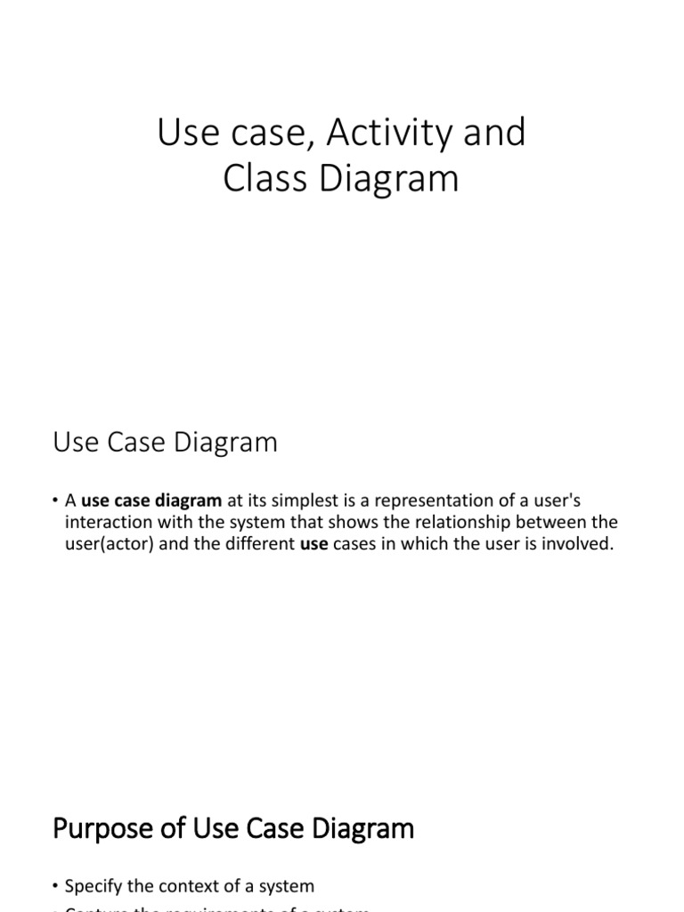 Use case, activity and class diagrams | PDF | Use Case | Scientific Modeling