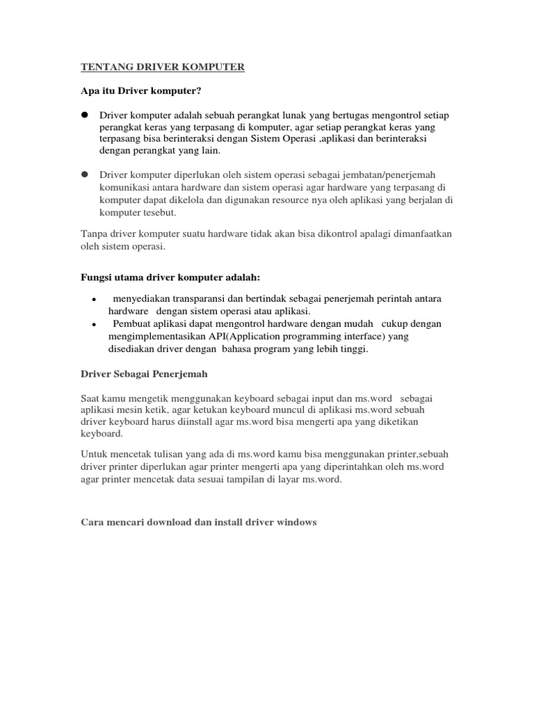 Tentang Driver Komputer | PDF