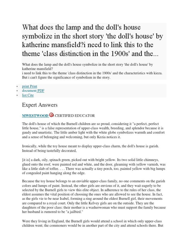 A Doll's House Notes About Symbolic Meaning of Lamp Etc | PDF