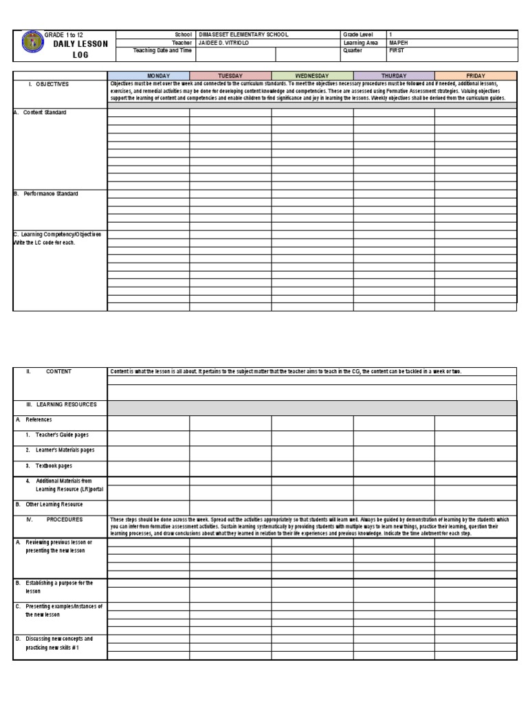 DLL New GRADE 1 To 12 With Sample | PDF | Applied Psychology ...