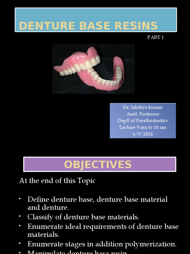 Denture Base Resins Part1 | PDF | Polymers | Copolymer