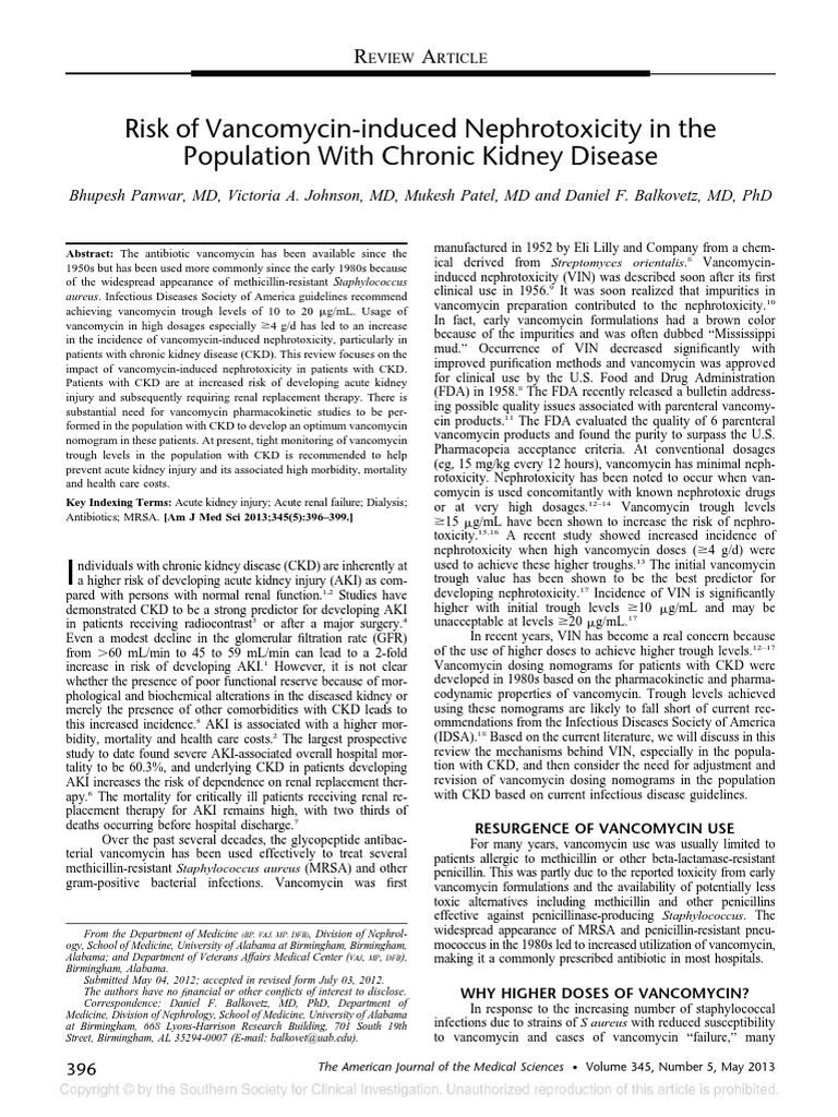 Risk of Vancomycin-Induced Nephrotoxicity in The Population With ...