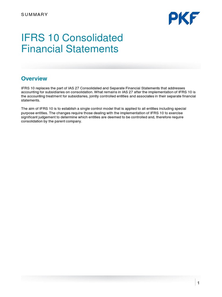 IFRS 10 Consolidated Financial Statements | PDF | International ...