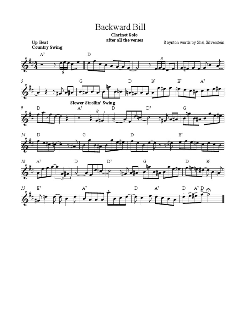 Backword Bill Shel Silverstein | PDF