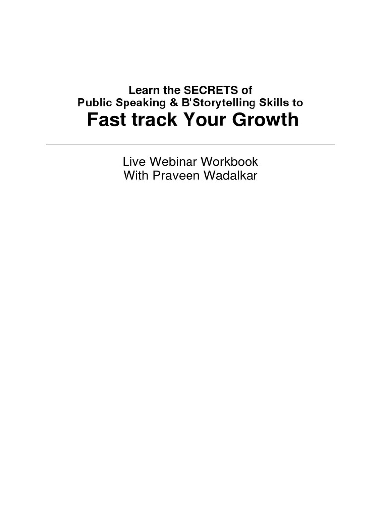 Fast Track Your Growth Workbook PDF | PDF | Storytelling | Public Speaking