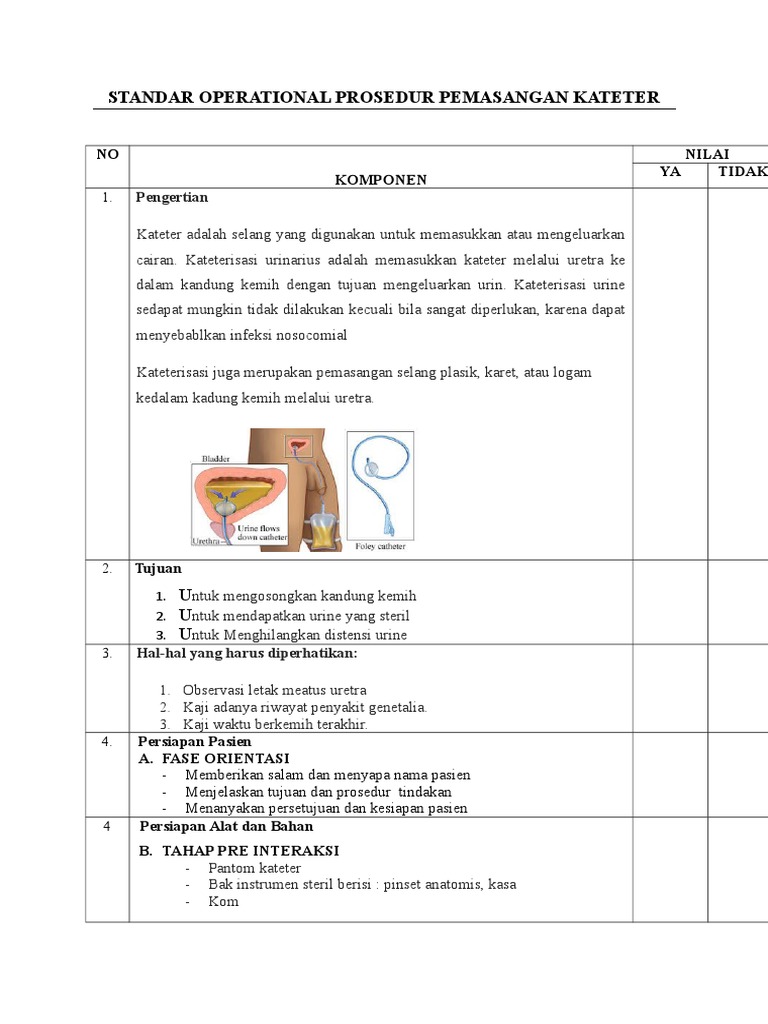 Standar Operational Prosedur Pemasangan Kateter | PDF