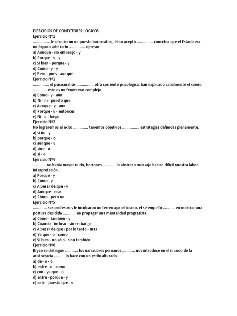 Ejercicios de Conectores Lógicos | PDF