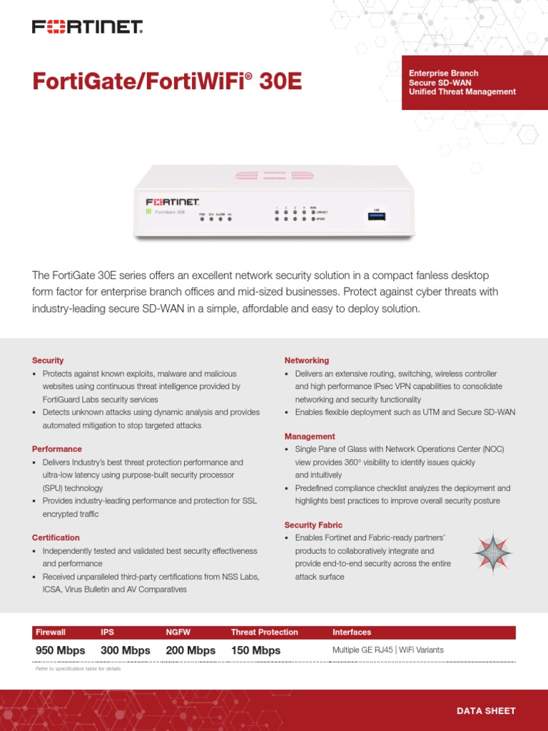 Fortigate/Fortiwifi 30E: Enterprise Branch Secure Sd-Wan Unified Threat ...