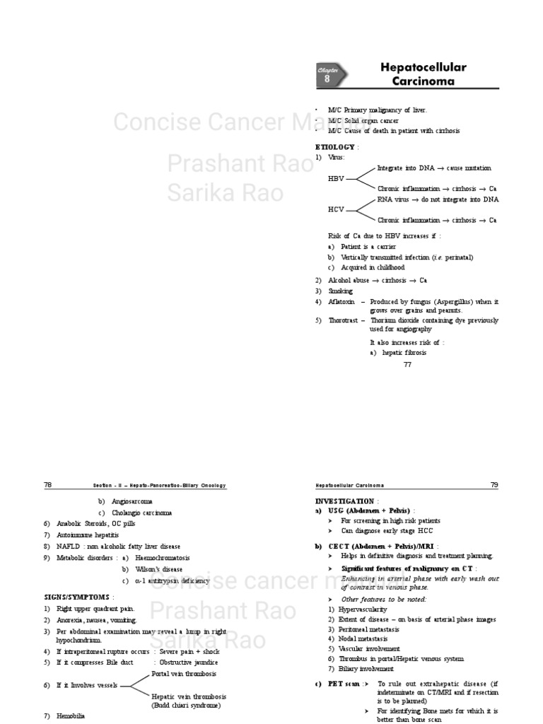 Concise Cancer Manual, Chapter On Hepatocellular Carcinoma | PDF ...