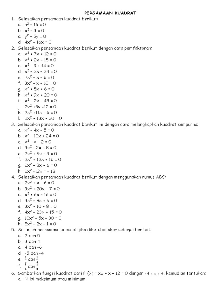 8 - Persamaan Kuadrat | PDF