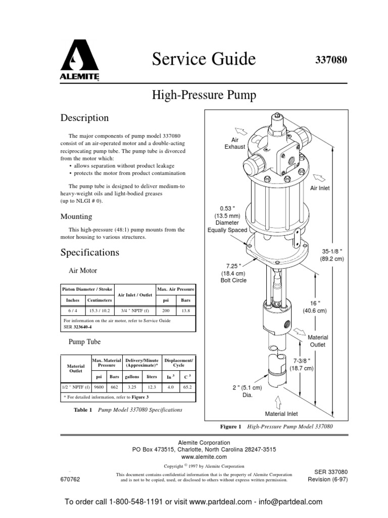 Alemite Service Guide PN 337080 | PDF | Pump | Valve