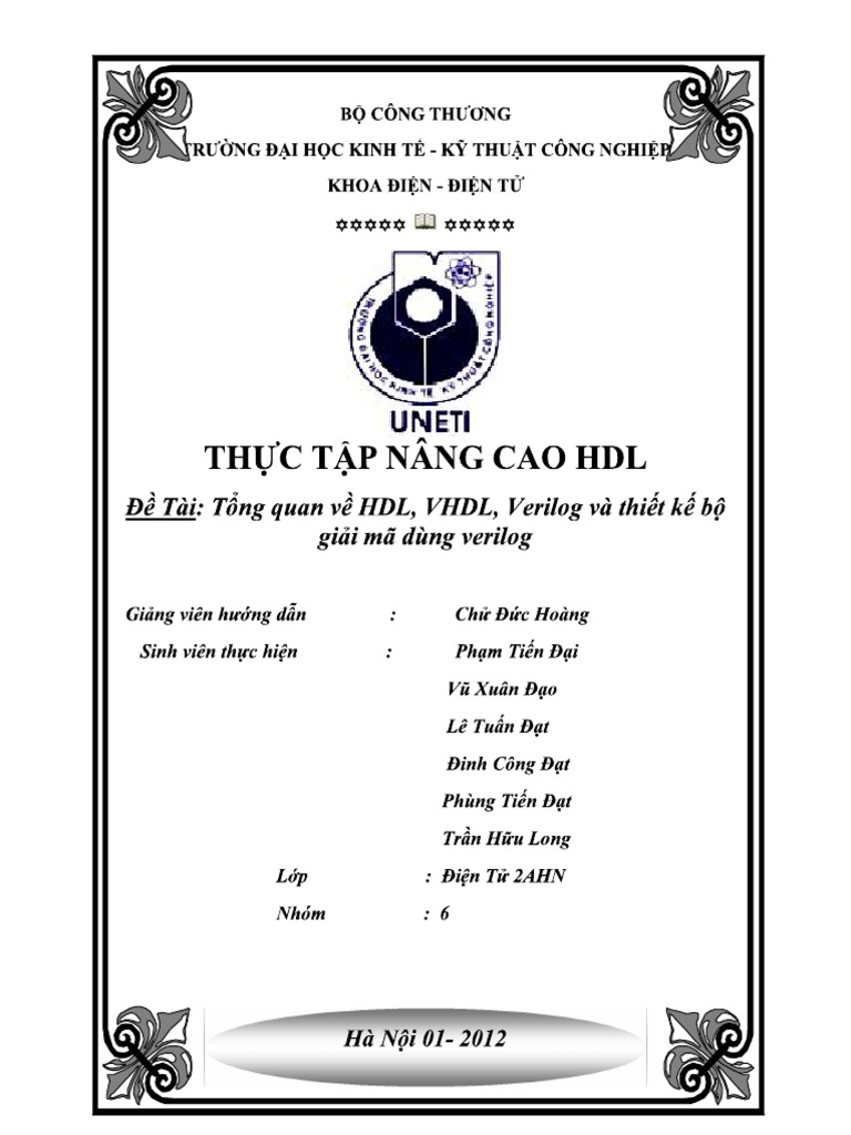 Đồ Án Tổng Quan Về HDL, VHDL, Verilog Và Thiết Kế Bộ Giải Mã Dùng Verilog - Tài Liệu, eBook ...