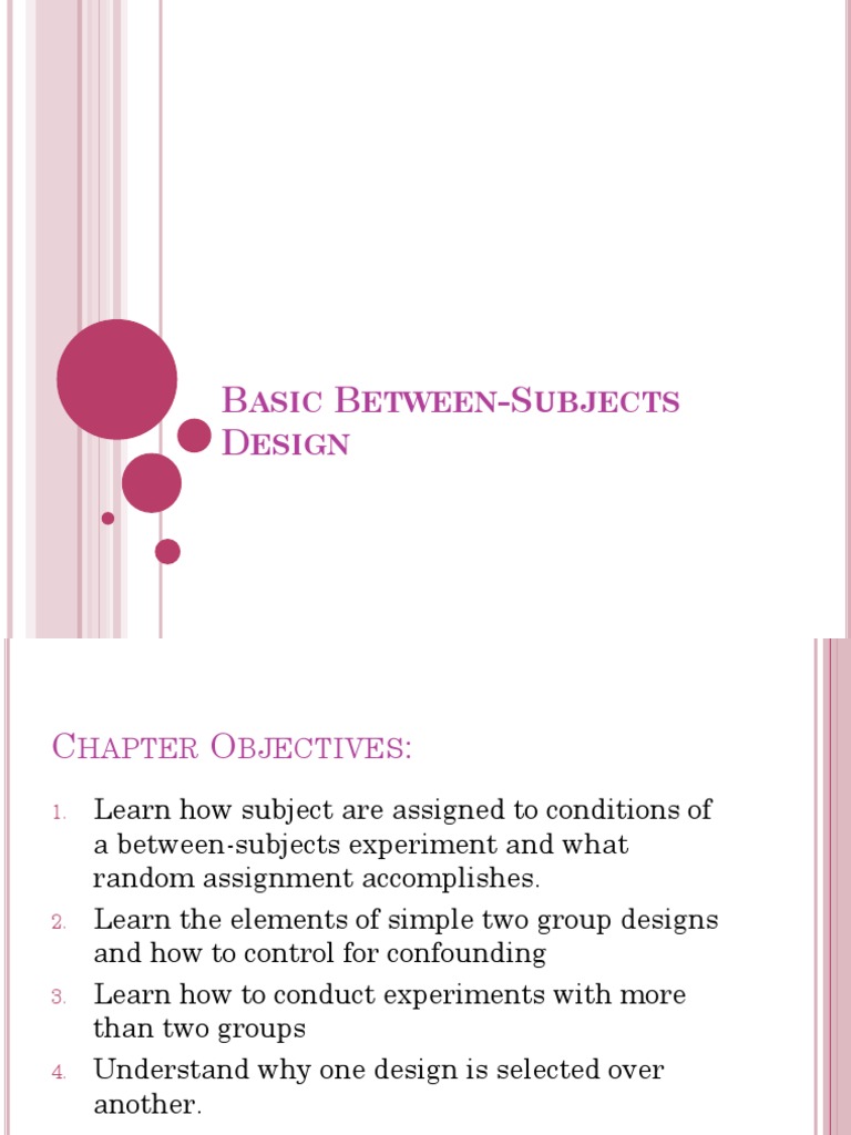 Chapter 8 - Between-Subjects Design | PDF | Experiment | Scientific Method