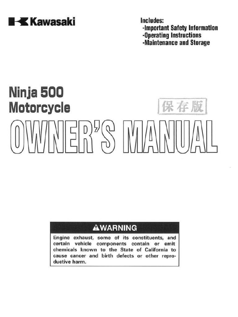 Manual Kawasaki Ninja Ex 500 D | PDF