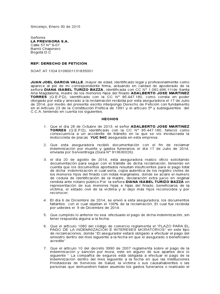 Solicitud de Intereses Moratorios | PDF | Seguro | Gobierno