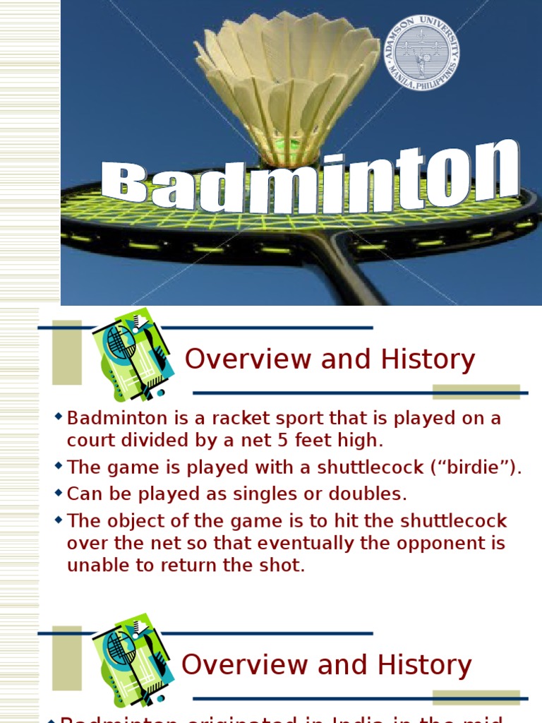 BADMINTON Presentation | PDF | Leisure | Games Of Physical Skill