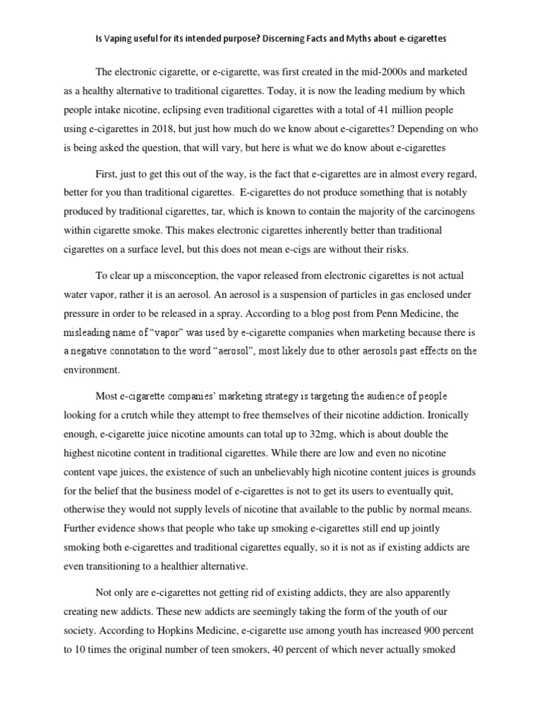 Essay | PDF | Electronic Cigarette | Cigarette