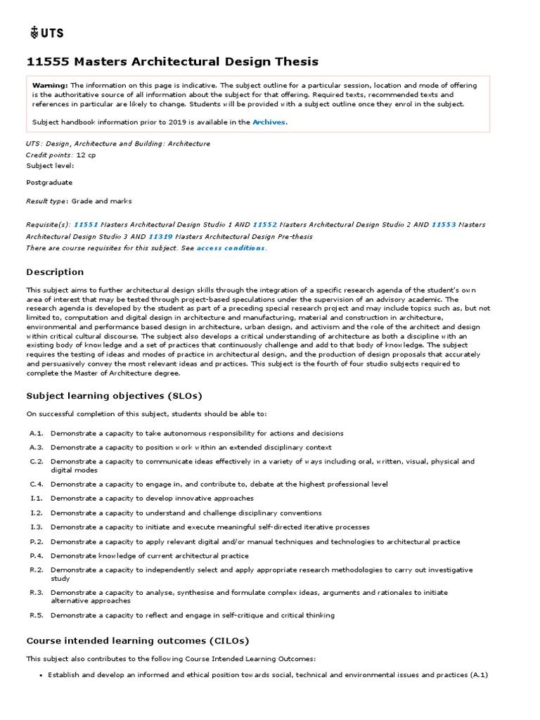 UTS - 11555 Masters Architectural Design Thesis - Design, Architecture ...