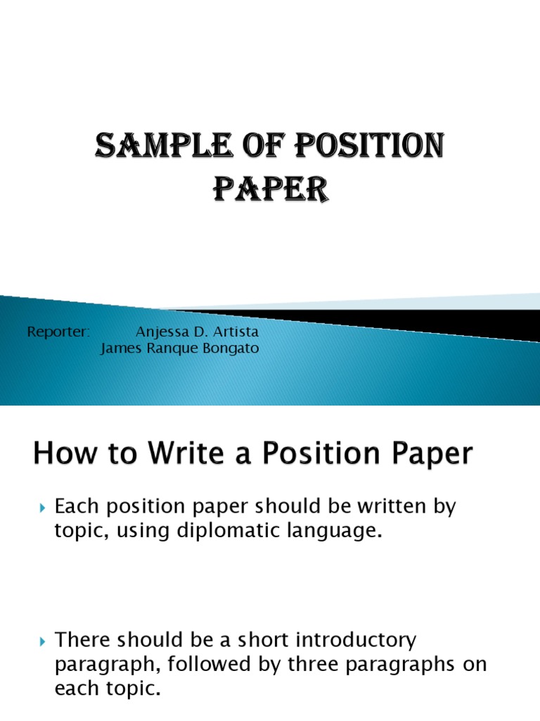 Sample of Position Paper | PDF
