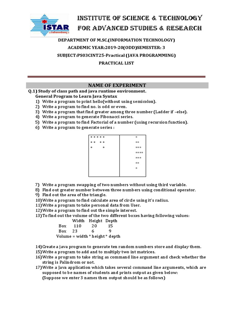 Lab Manual Java Programming Pdf Method Computer Programming Class Computer Programming