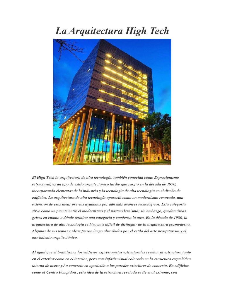 La Arquitectura High Tech | PDF | Sectores Economicos | Medios de arte