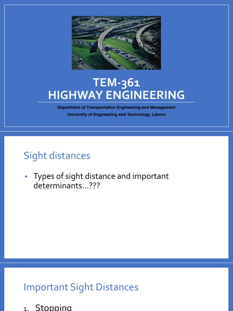 Sight Distances for Highway Design: Types, Computation, and Factors ...