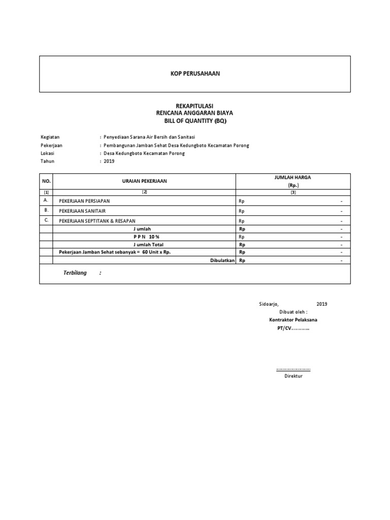 BQ Rab Jamban Kedungboto | PDF