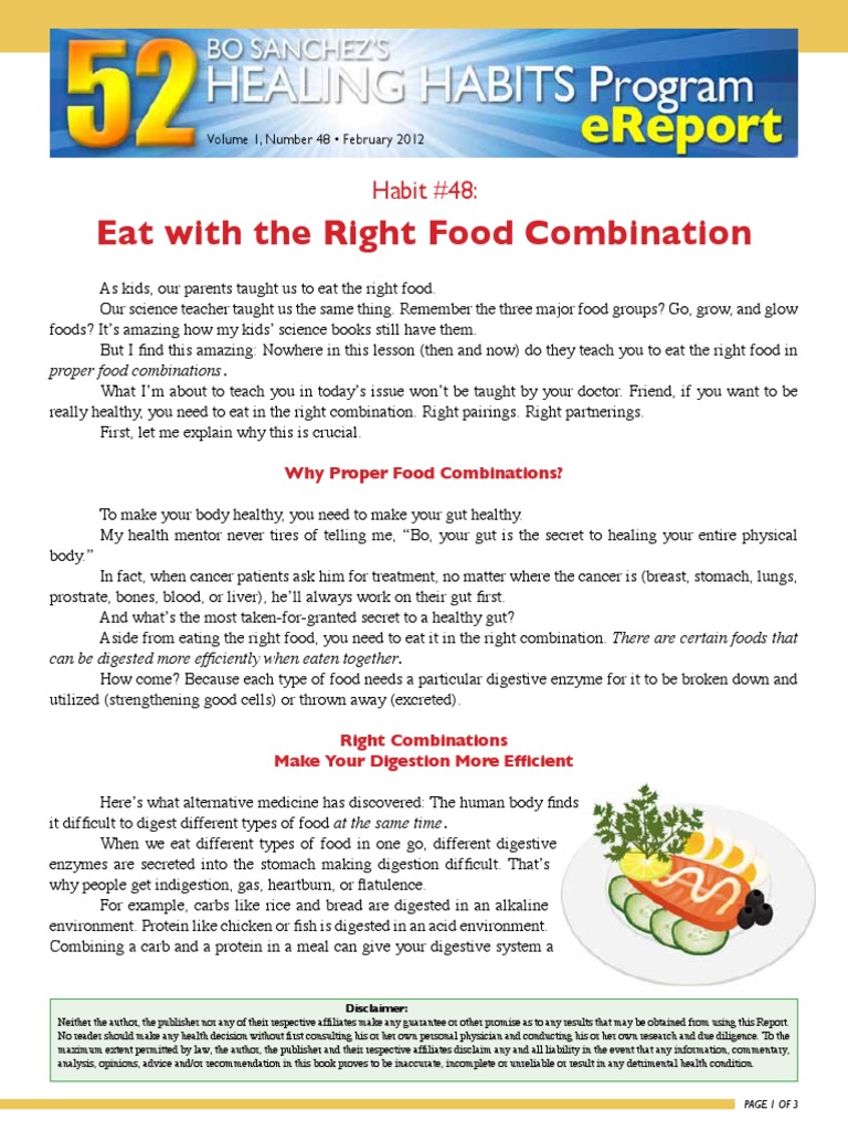 Eat With The Right Food Combination: Habit #48 | PDF | Digestion ...