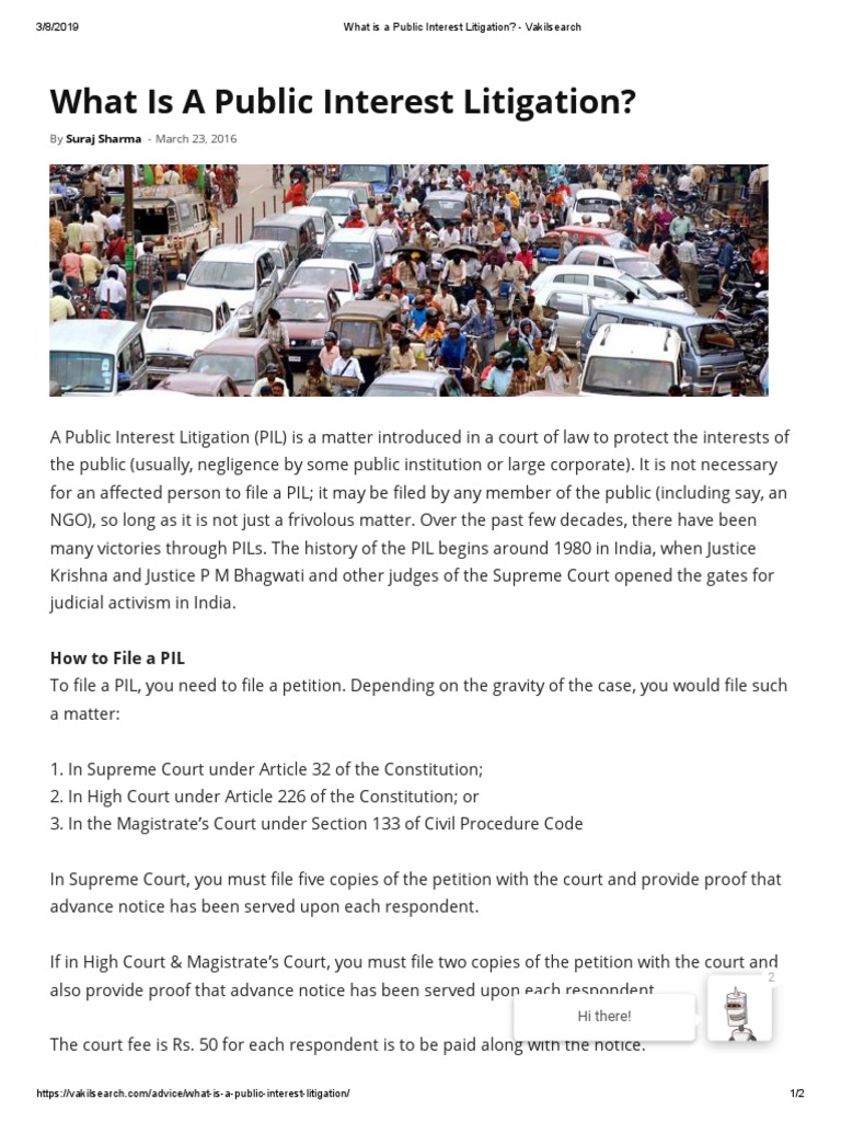 Public Interest Litigation | PDF | Supreme Courts | Government