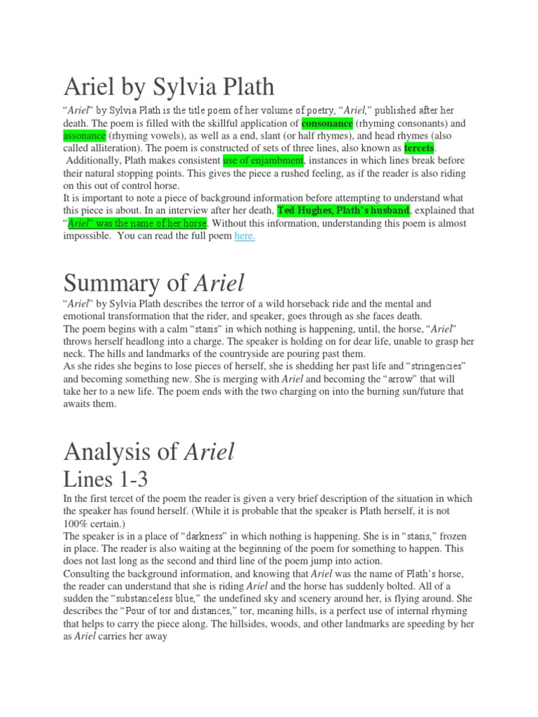 Ariel | PDF | Sylvia Plath | Poetry
