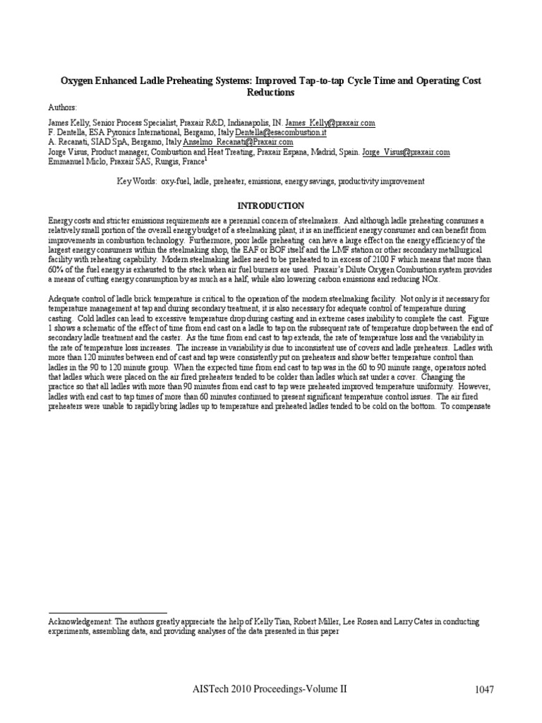 Oxyfuel Ladle Preheating Benefits | PDF | Combustion | Steelmaking