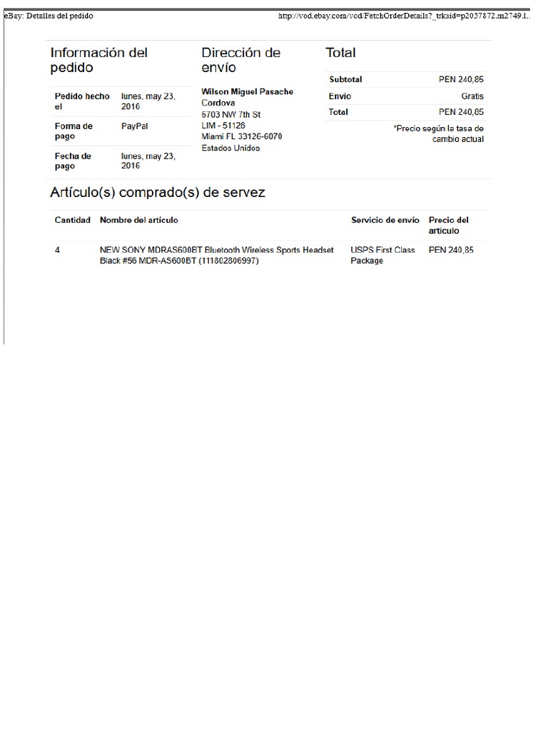 Modelo de Invoice de Ebay | PDF