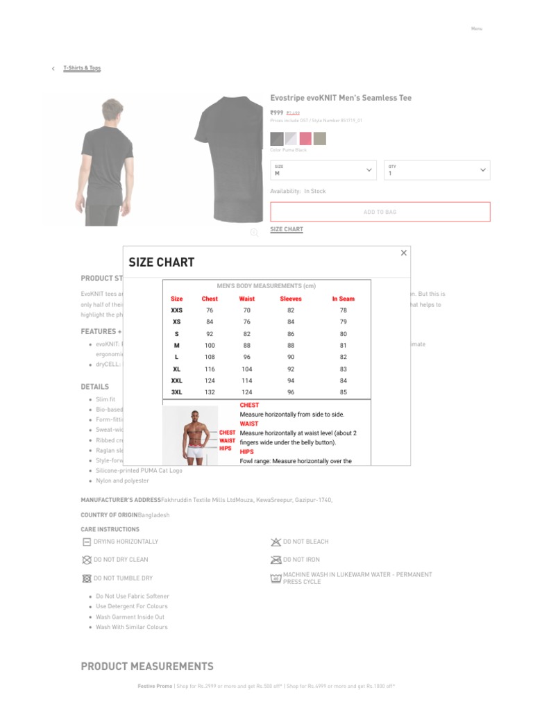PUMA Size Chart PDF | PDF | Waist | T Shirt