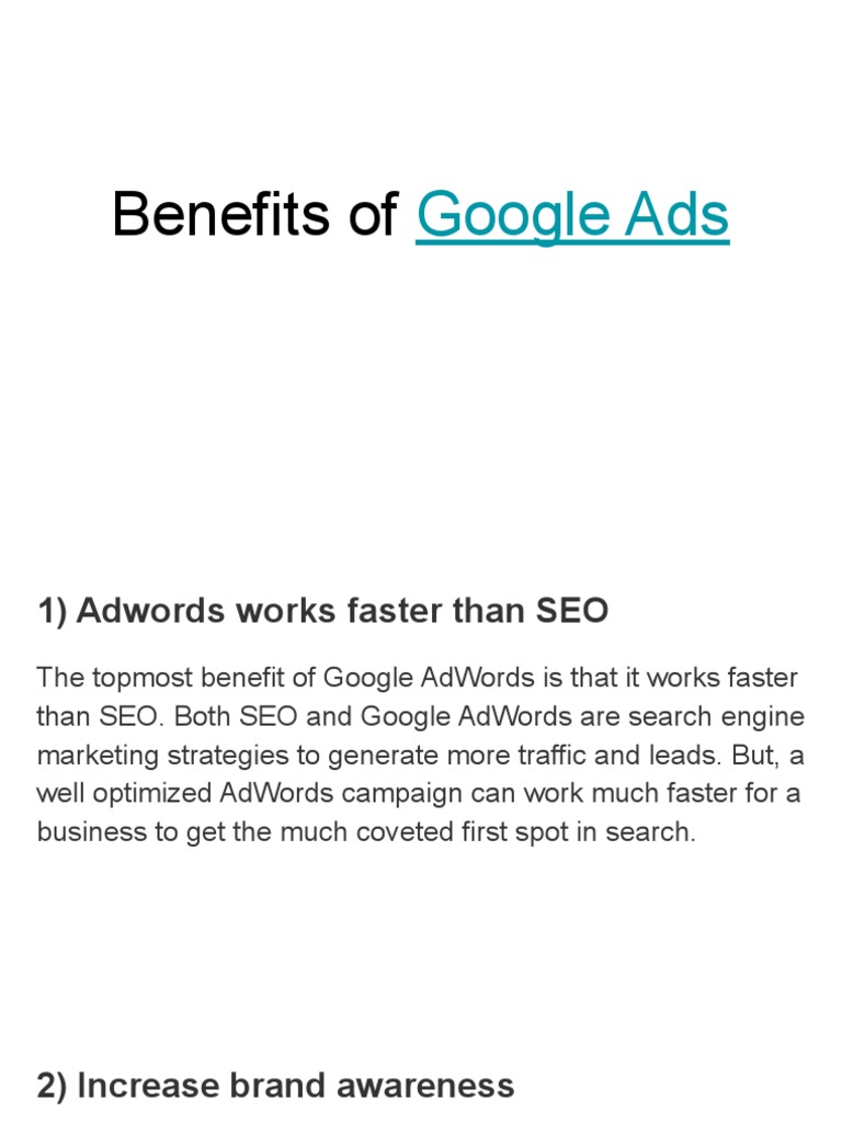 Benefits of Google Ads | PDF | Gmail | Advertising