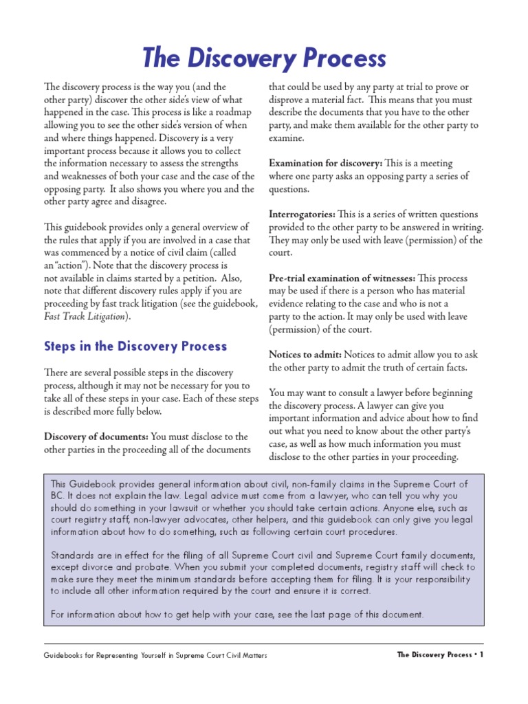 The Discovery Process | PDF | Interrogatories | Discovery (Law)