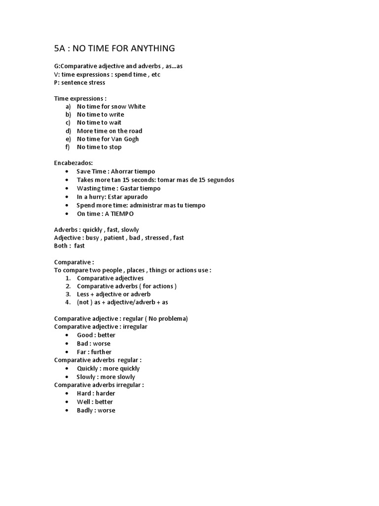 5A No Time For Anything | PDF