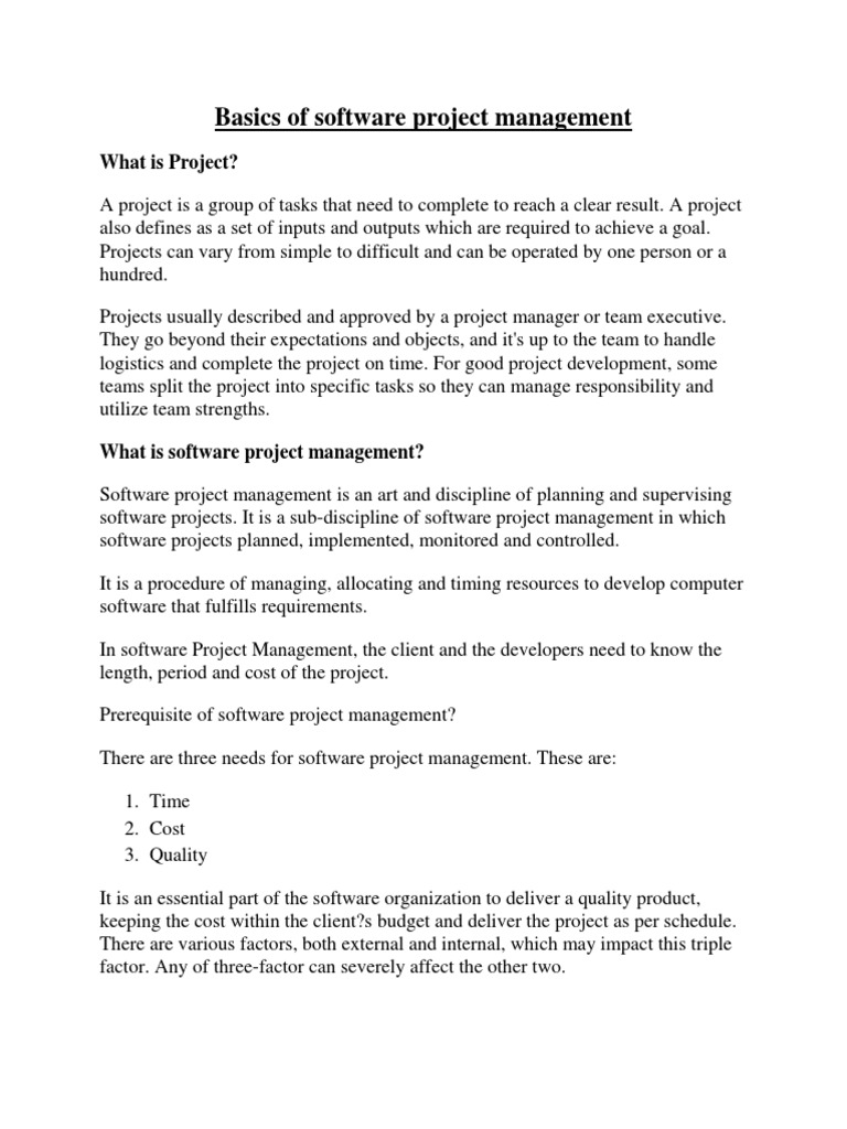 Basics of Software Project Management | PDF | Project Management ...