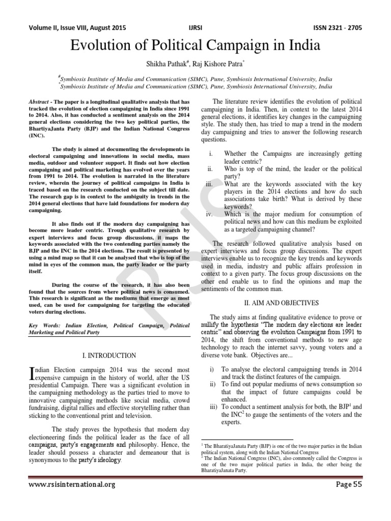 Evolution of Political Campaign in India PDF | Download Free PDF ...
