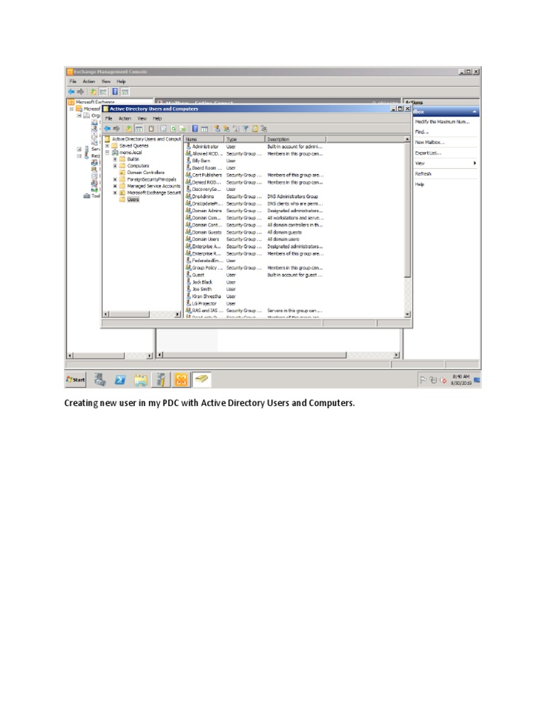 Creating New User in My PDC With Active Directory Users and Computers | PDF | Finance & Money ...