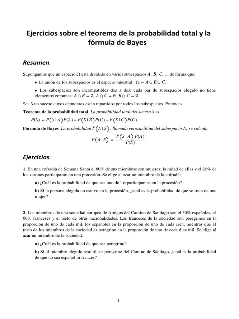 Ejercicios PR Total y Bayes | Descargar gratis PDF | Probabilidad | Influenza