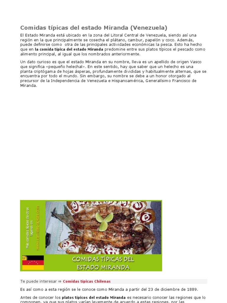 Comidas Típicas del Estado Miranda | PDF | Postres | Cocina