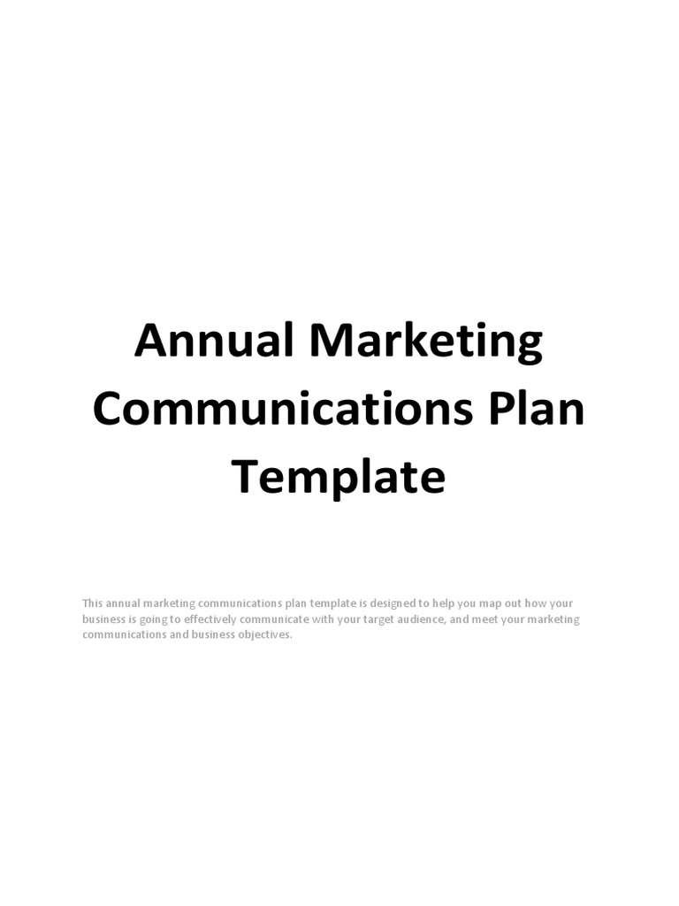 Annual Marketing Communications Plan Template | PDF | Marketing ...
