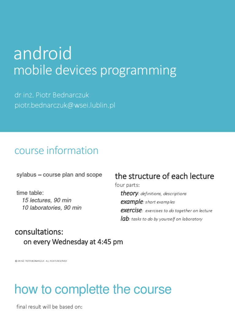 Mobile Devices Programming 2019 | PDF | Java (Programming Language ...