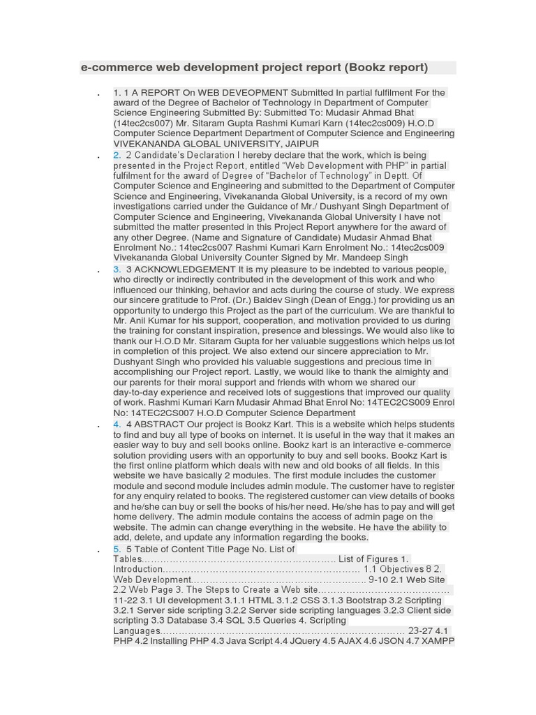 E Commerce Web Project Report | PDF | Dynamic Web Page | Bootstrap ...
