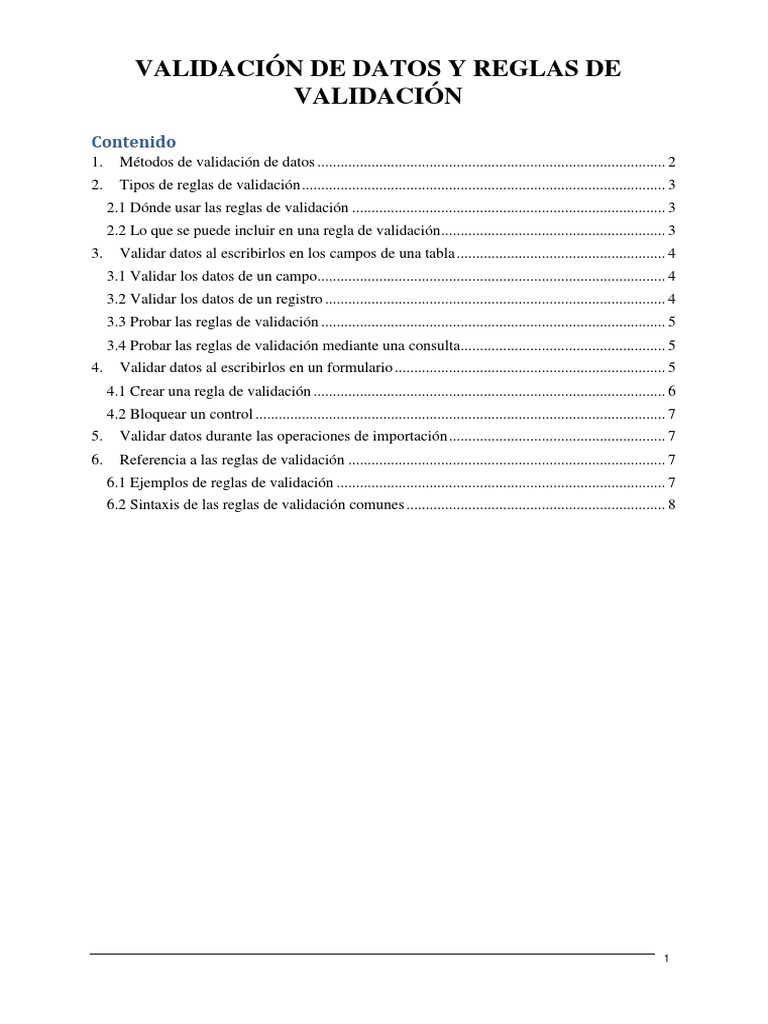 Reglas de Validación | PDF | Tabla (base de datos) | Point and Click