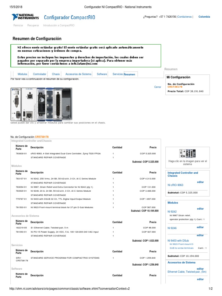 Configurador NI CompactRIO - National Instruments | PDF | Áreas de ...