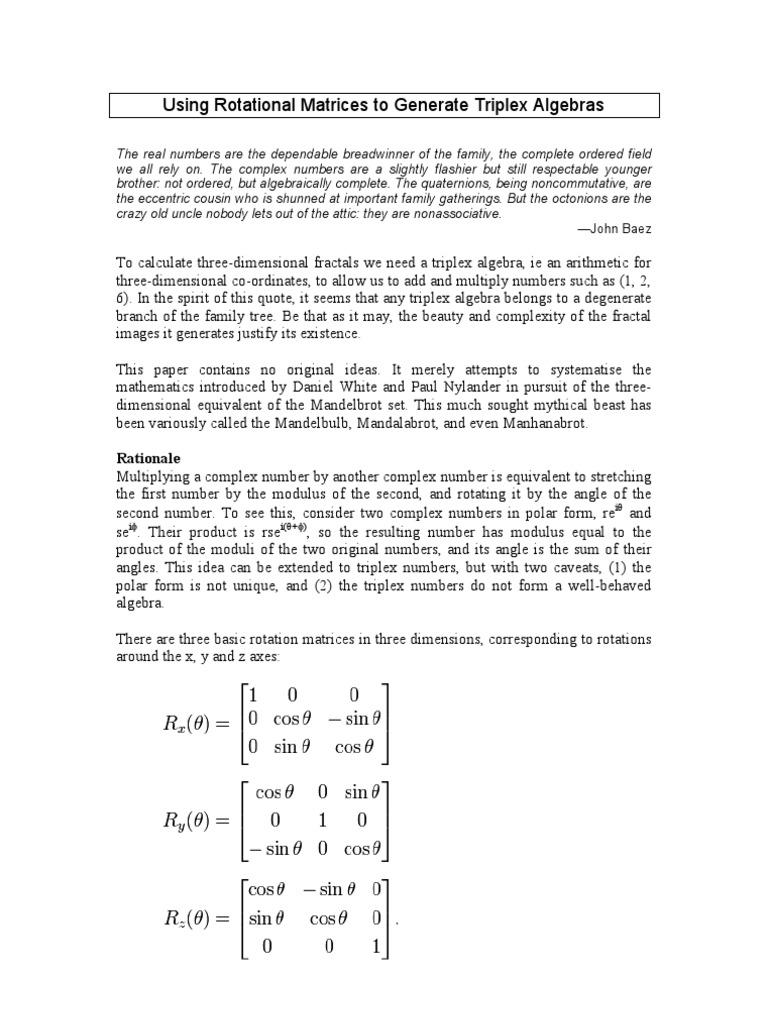 Matrices To Triplex | PDF | Matrix (Mathematics) | Complex Number