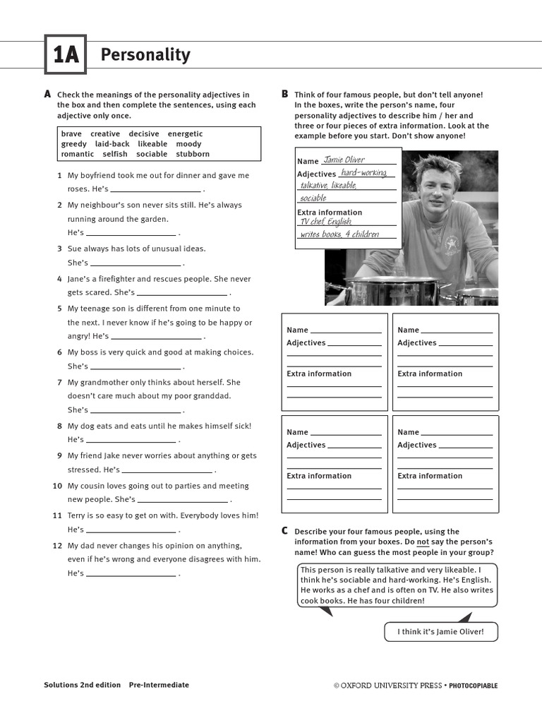 Solutions Pre-Intermediate Unit 1 Extra Practice | PDF | Astrological Sign | Zodiac